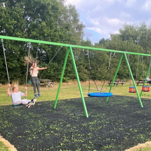 Sturdy Triple Bay Swing with mixed seats – Streetscape Products & Services